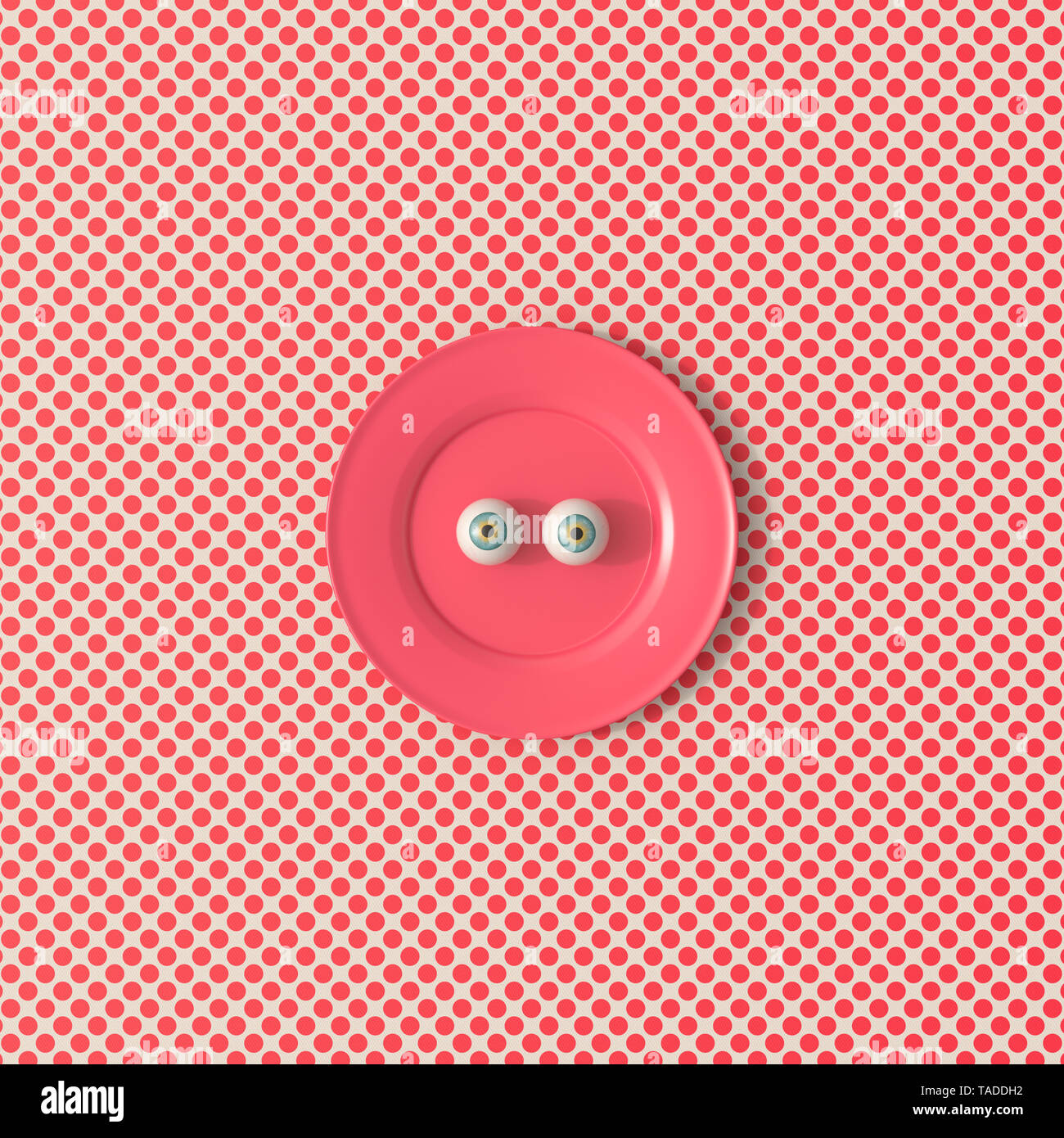 3D rendering, Staring eyeballs on a red plate Stock Photo - Alamy