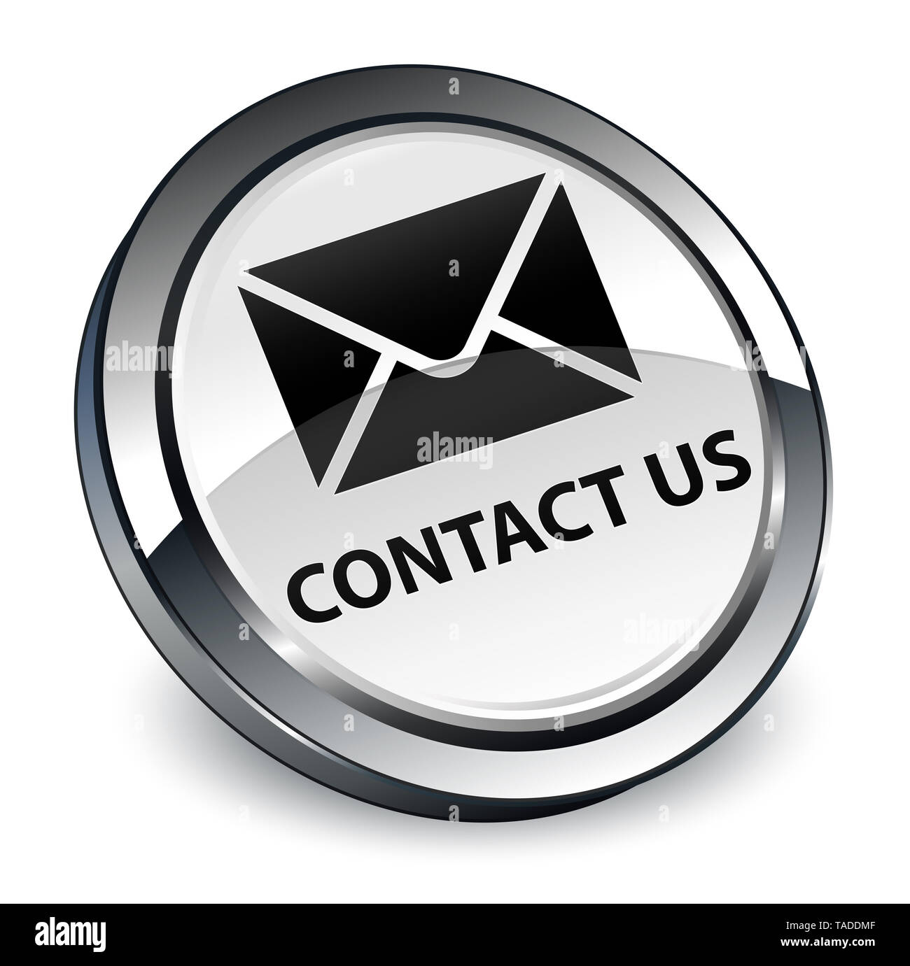 Contact us (email icon) isolated on 3d white round button abstract ...
