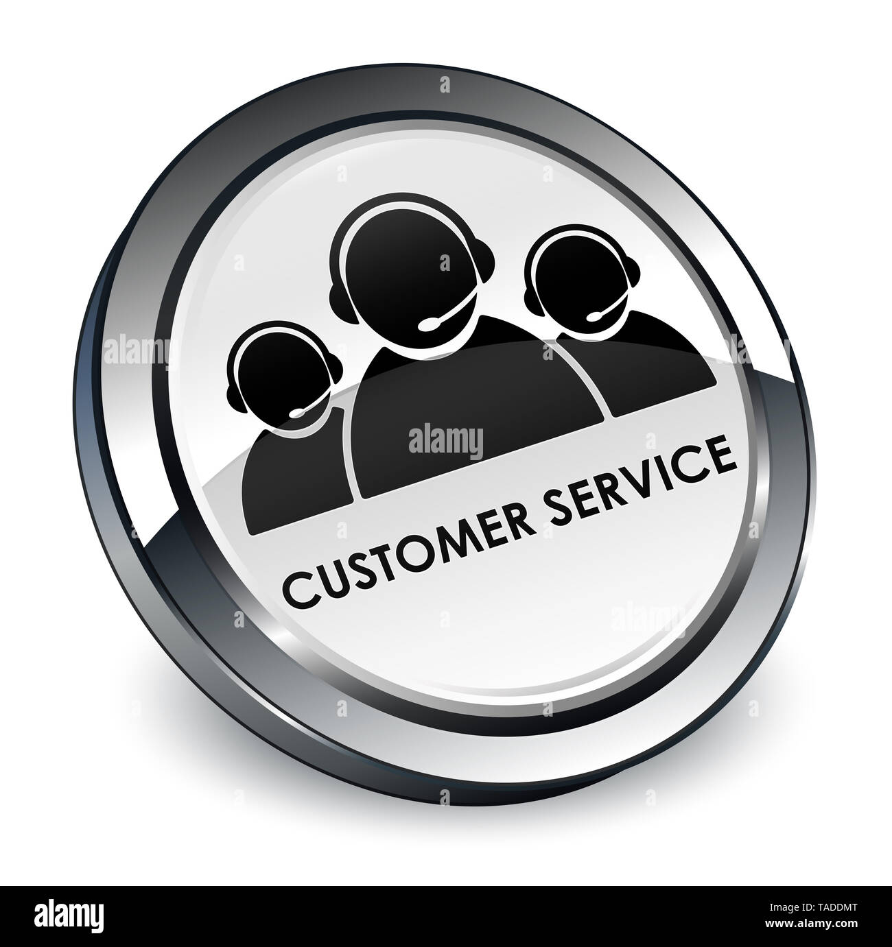 Customer service (team icon) isolated on 3d white round button abstract ...