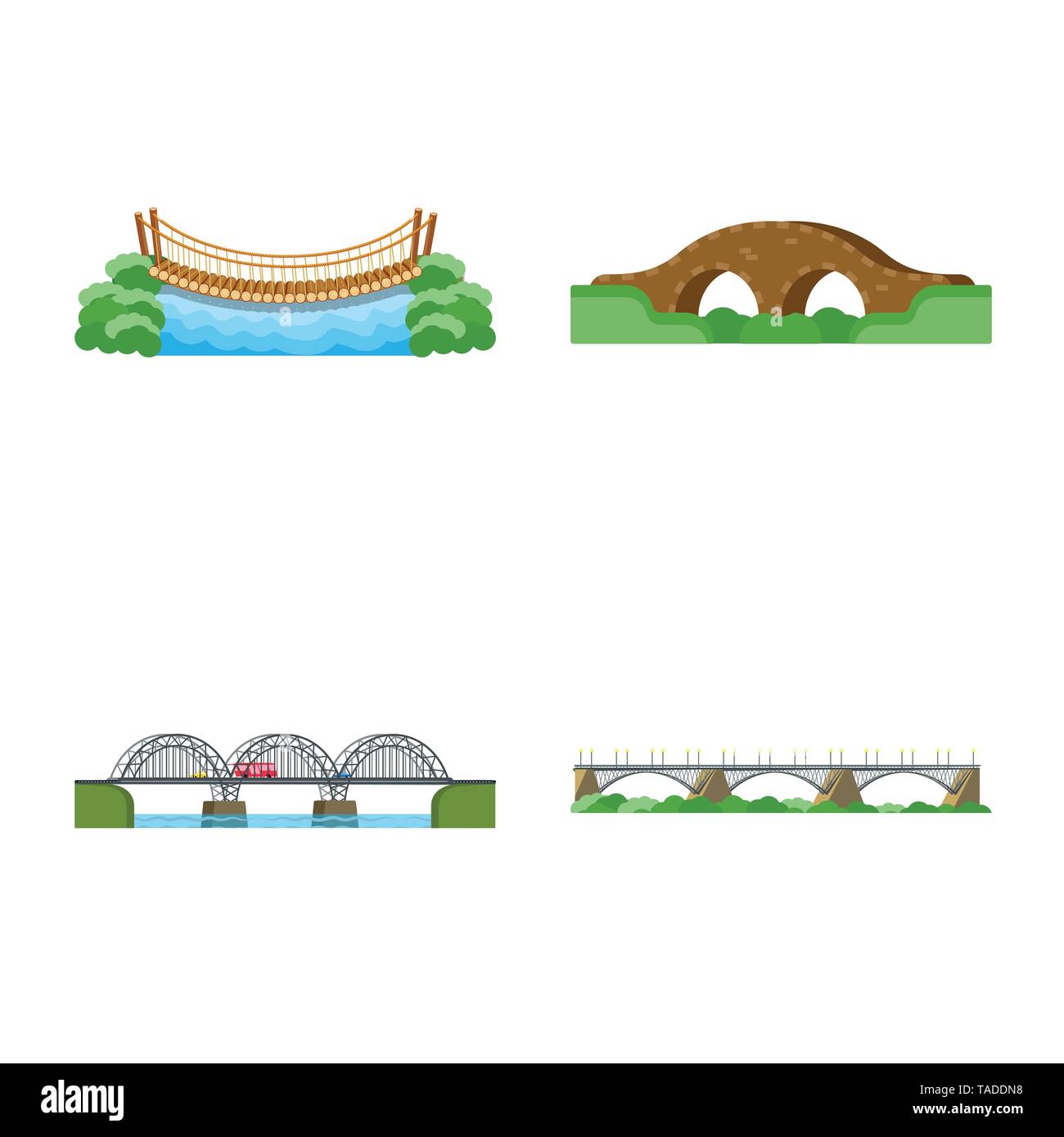 Vector design of bridgework and bridge sign. Collection of bridgework ...