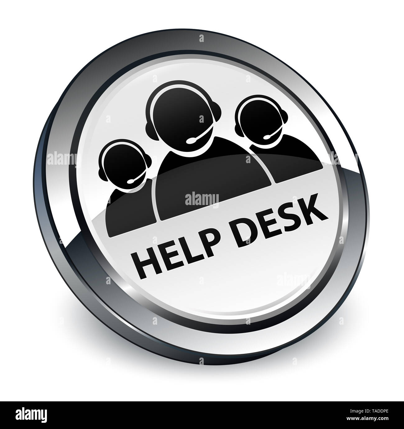 Help desk (customer care team icon) isolated on 3d white round button ...