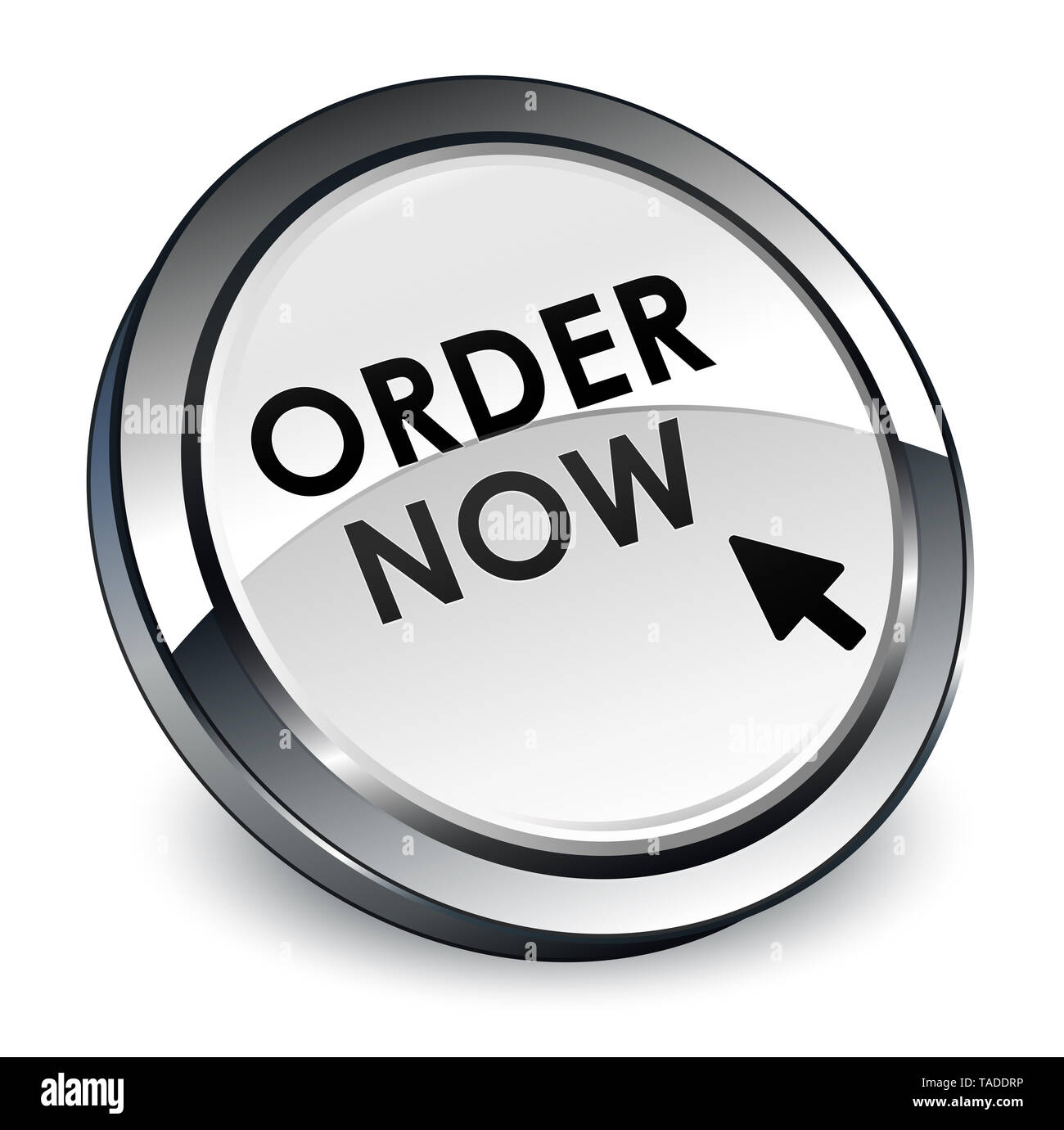 Order now isolated on 3d white round button abstract illustration Stock ...