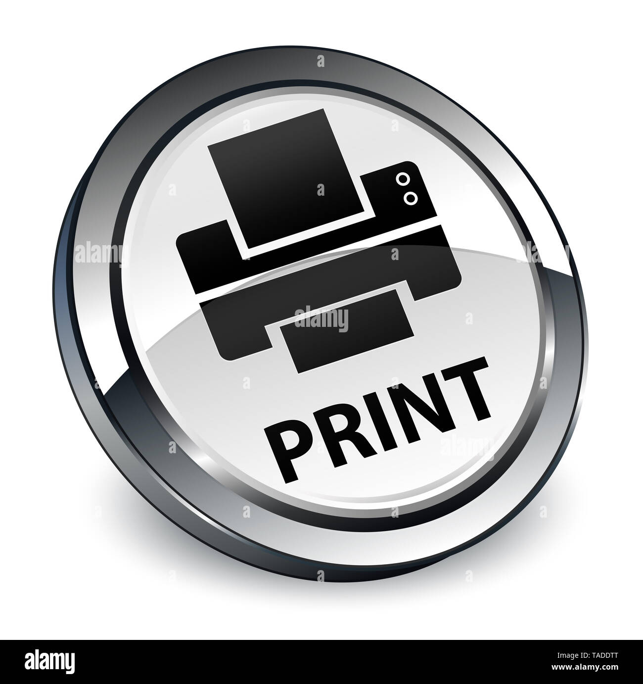 Print (printer icon) isolated on 3d white round button abstract ...