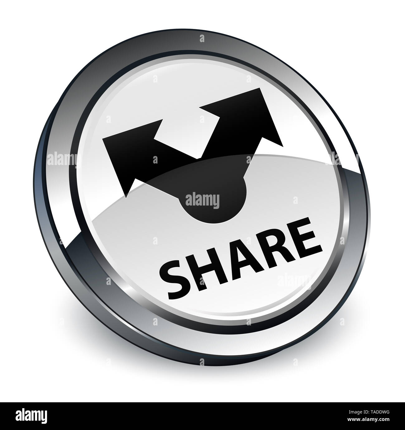 Share isolated on 3d white round button abstract illustration Stock ...