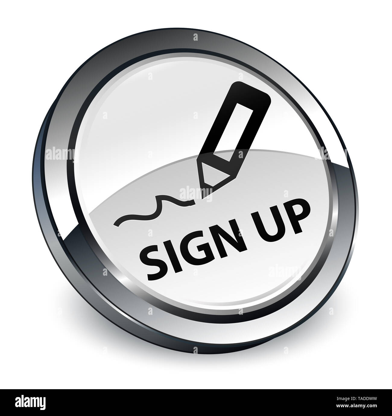 Sign up isolated on 3d white round button abstract illustration Stock ...