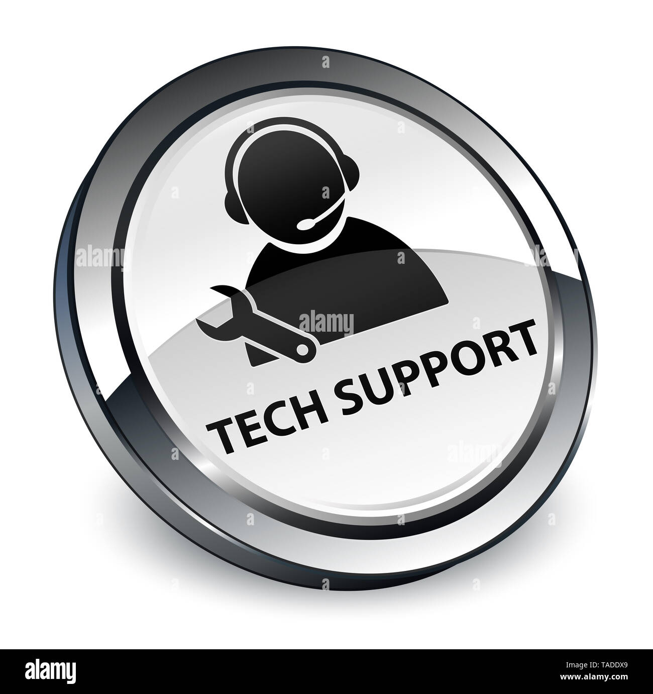 Tech support isolated on 3d white round button abstract illustration ...