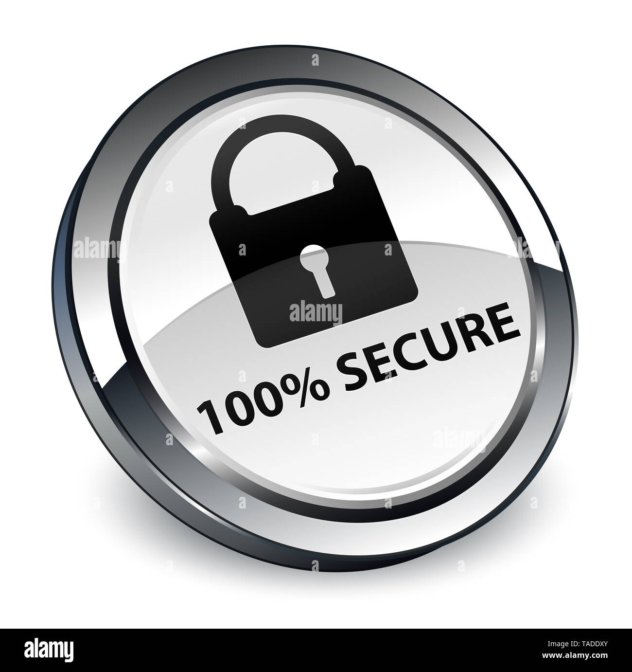 100% secure isolated on 3d white round button abstract illustration ...