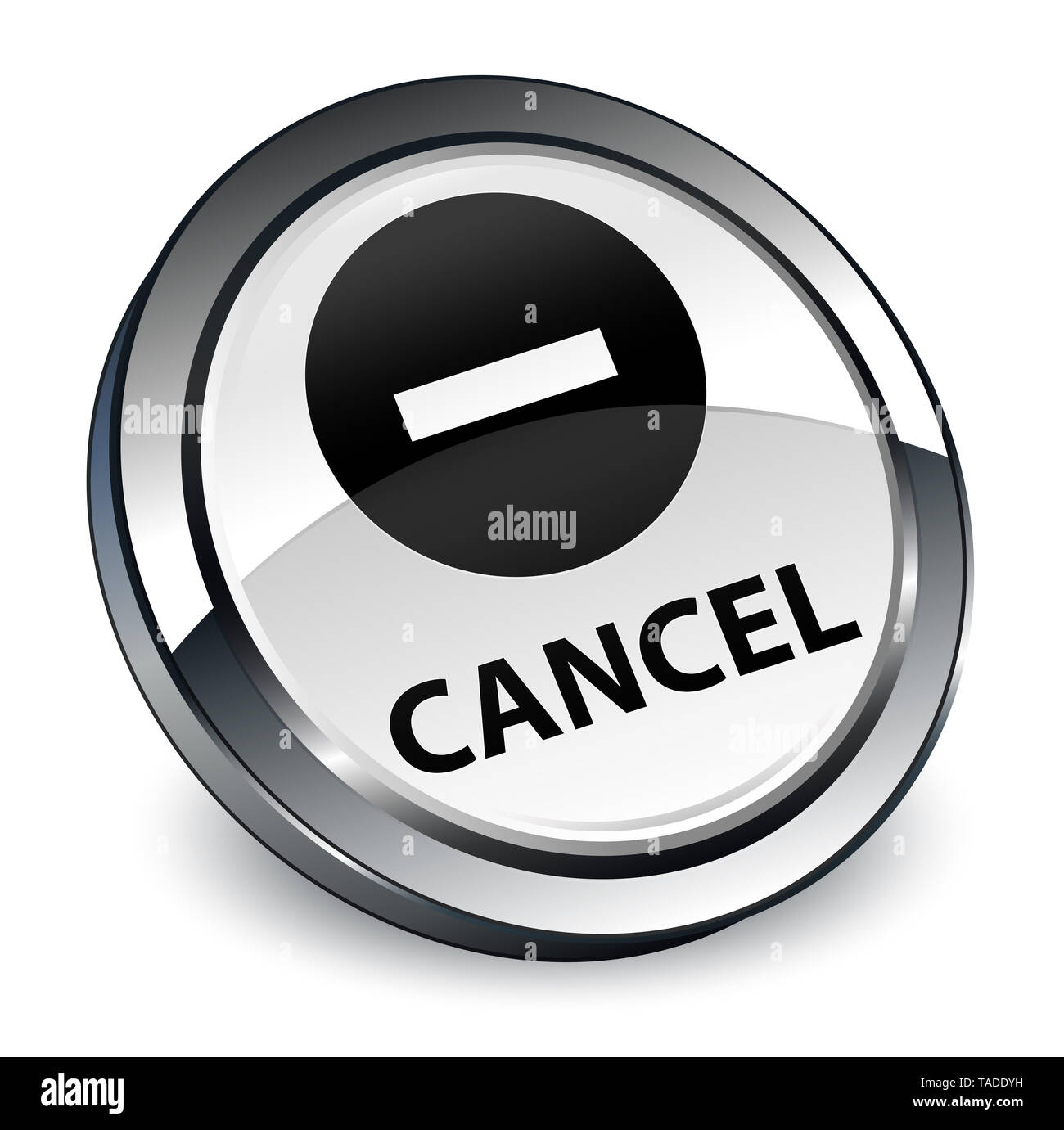 Cancel isolated on 3d white round button abstract illustration Stock ...