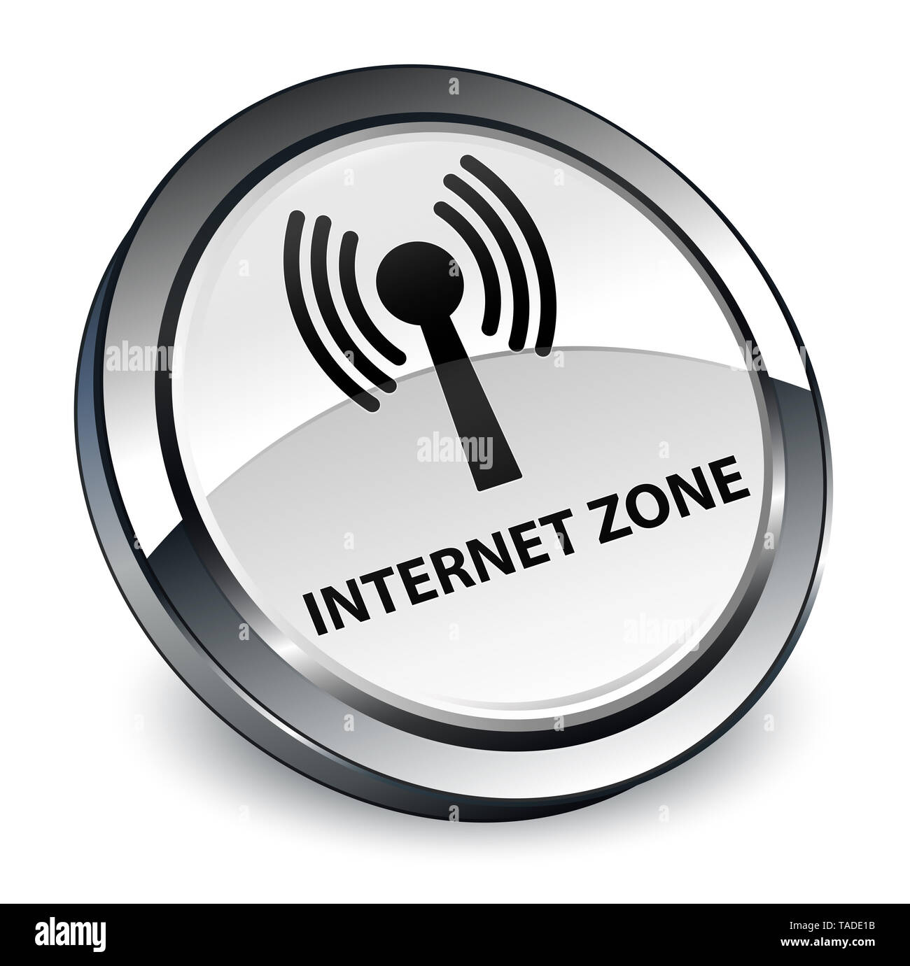 Internet zone (wlan network) isolated on 3d white round button abstract ...