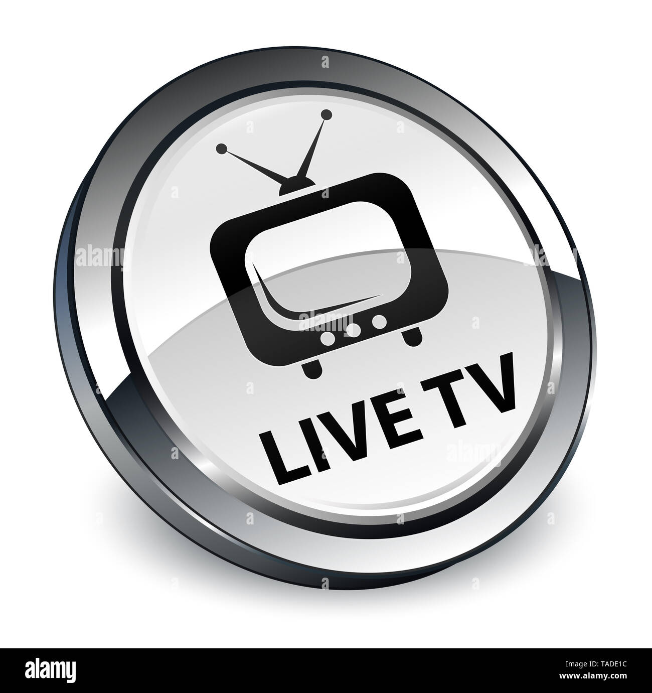 Live tv isolated on 3d white round button abstract illustration Stock ...
