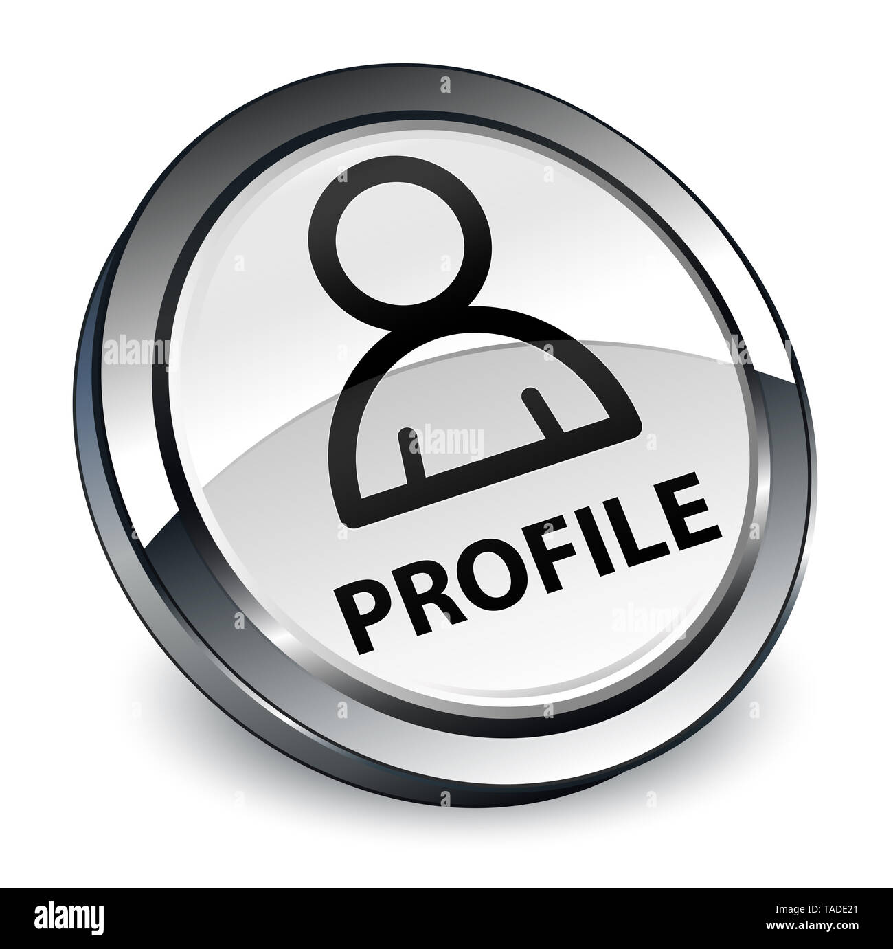 Profile (member icon) isolated on 3d white round button abstract ...