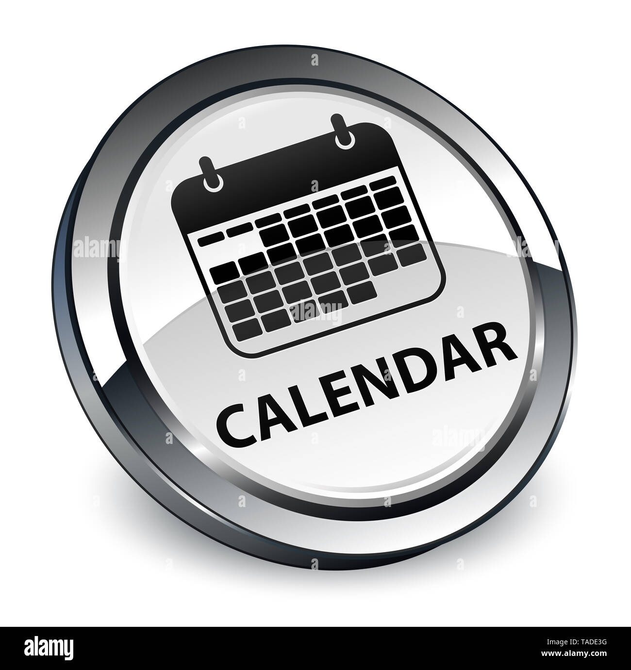 Calendar isolated on 3d white round button abstract illustration Stock ...