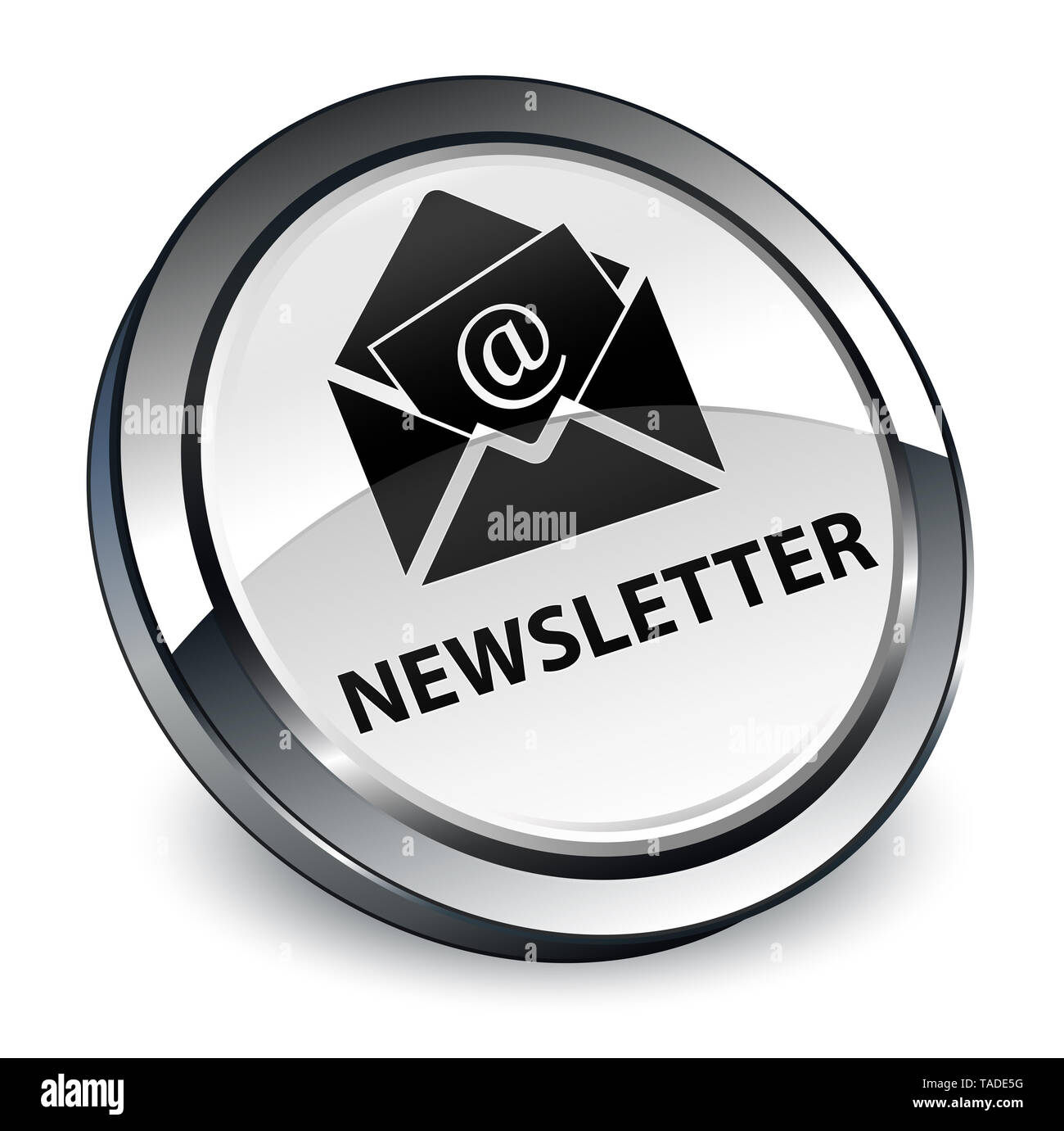 Newsletter isolated on 3d white round button abstract illustration ...