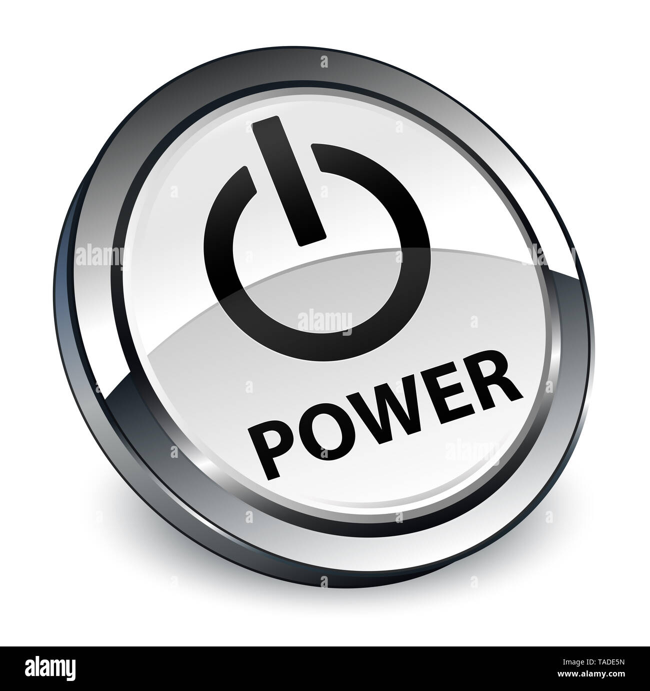 Power isolated on 3d white round button abstract illustration Stock ...