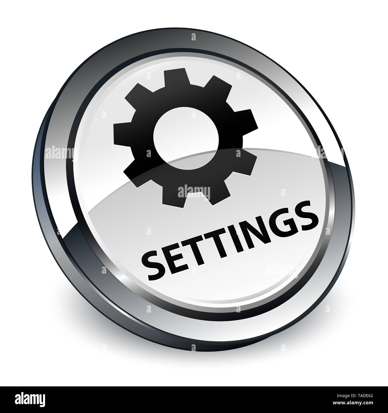 Settings isolated on 3d white round button abstract illustration Stock ...