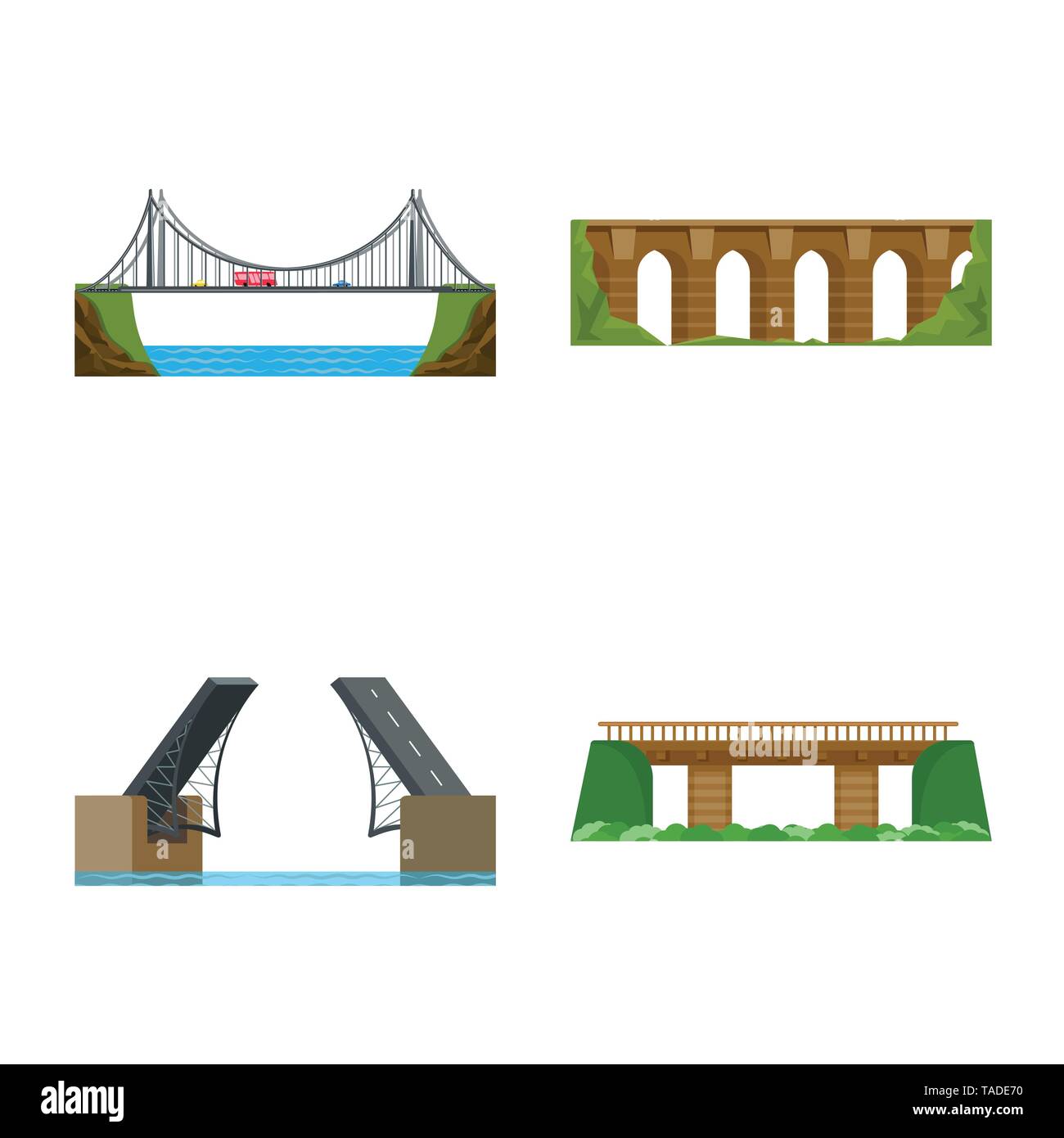 Vector illustration of bridgework and bridge logo. Set of bridgework ...