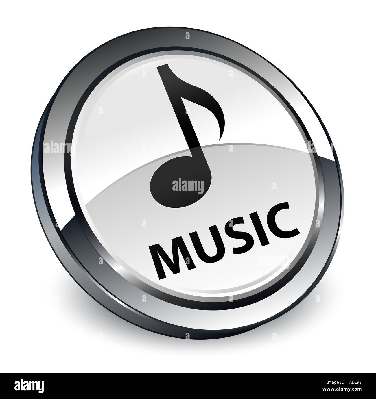 Music isolated on 3d white round button abstract illustration Stock ...