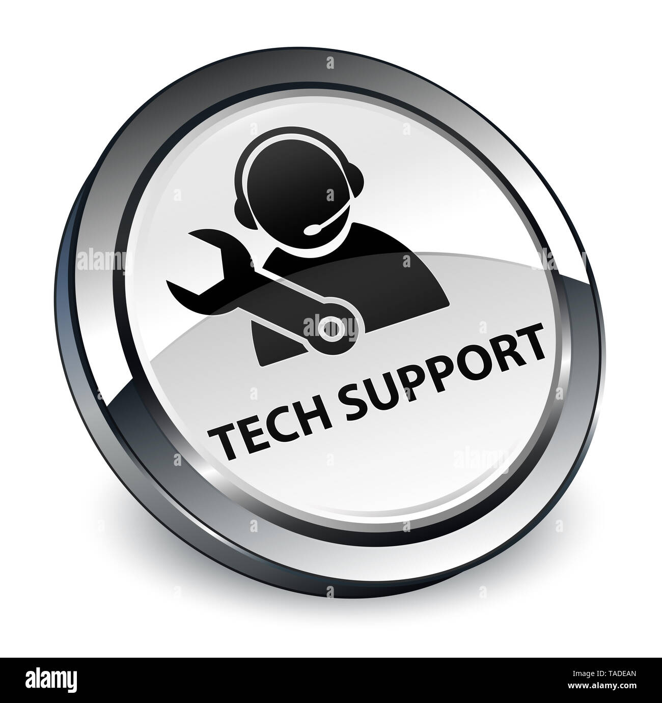 Tech support isolated on 3d white round button abstract illustration ...