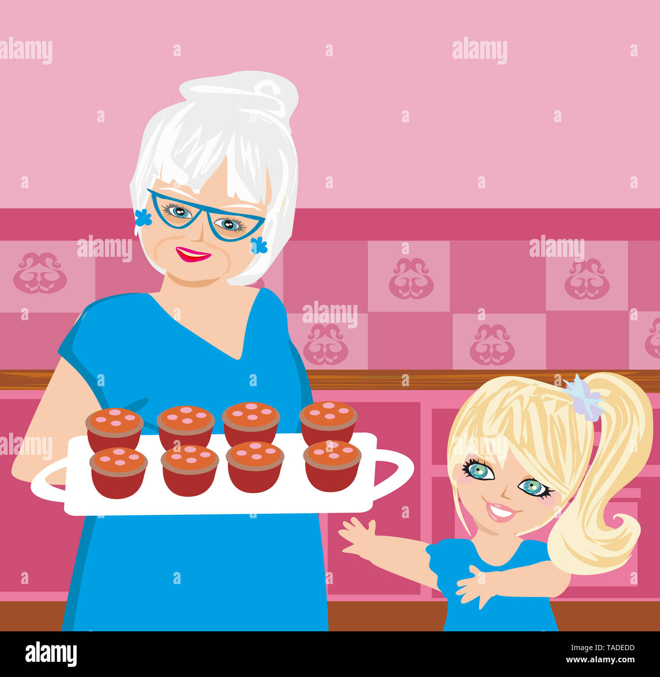 Grandma baking cookies with her granddaughter Stock Photo - Alamy