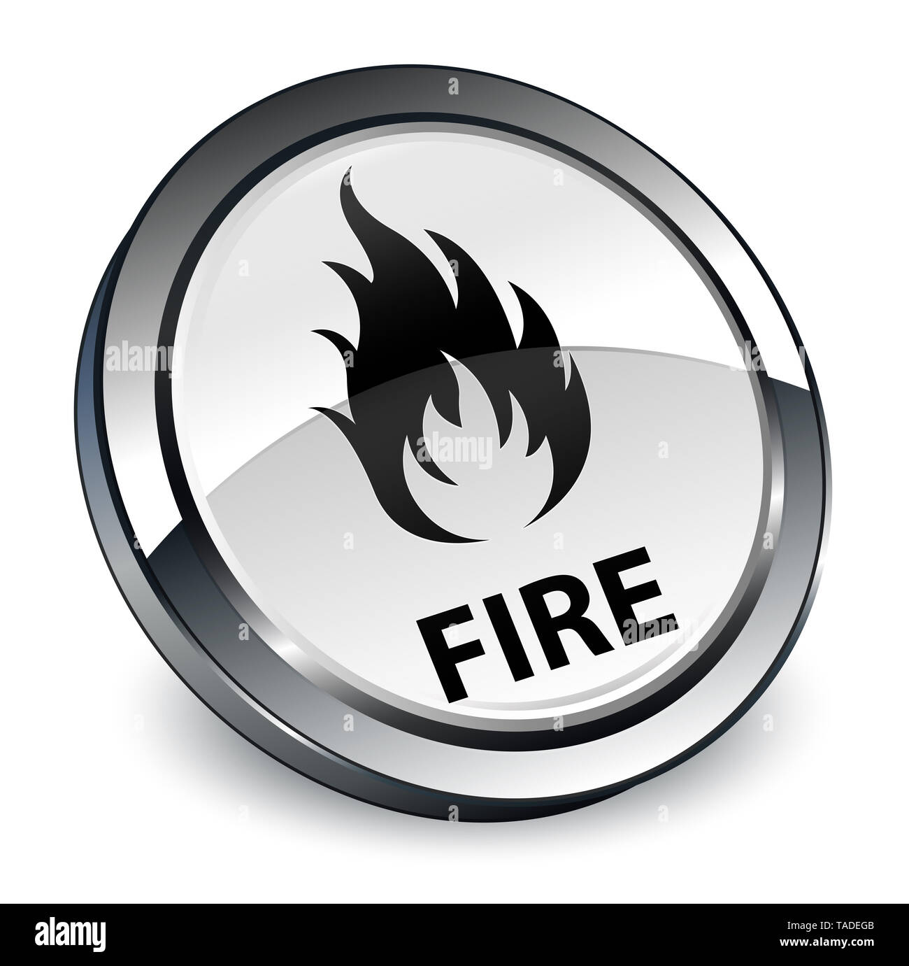Fire isolated on 3d white round button abstract illustration Stock ...