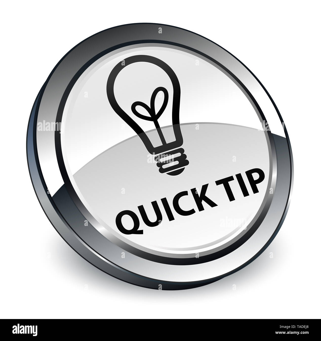 Quick tip (bulb icon) isolated on 3d white round button abstract ...