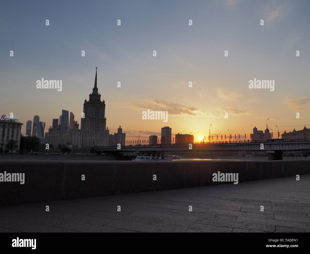 Cityscape and Landscape of downtown Moscow with Modern skyscrapers ...