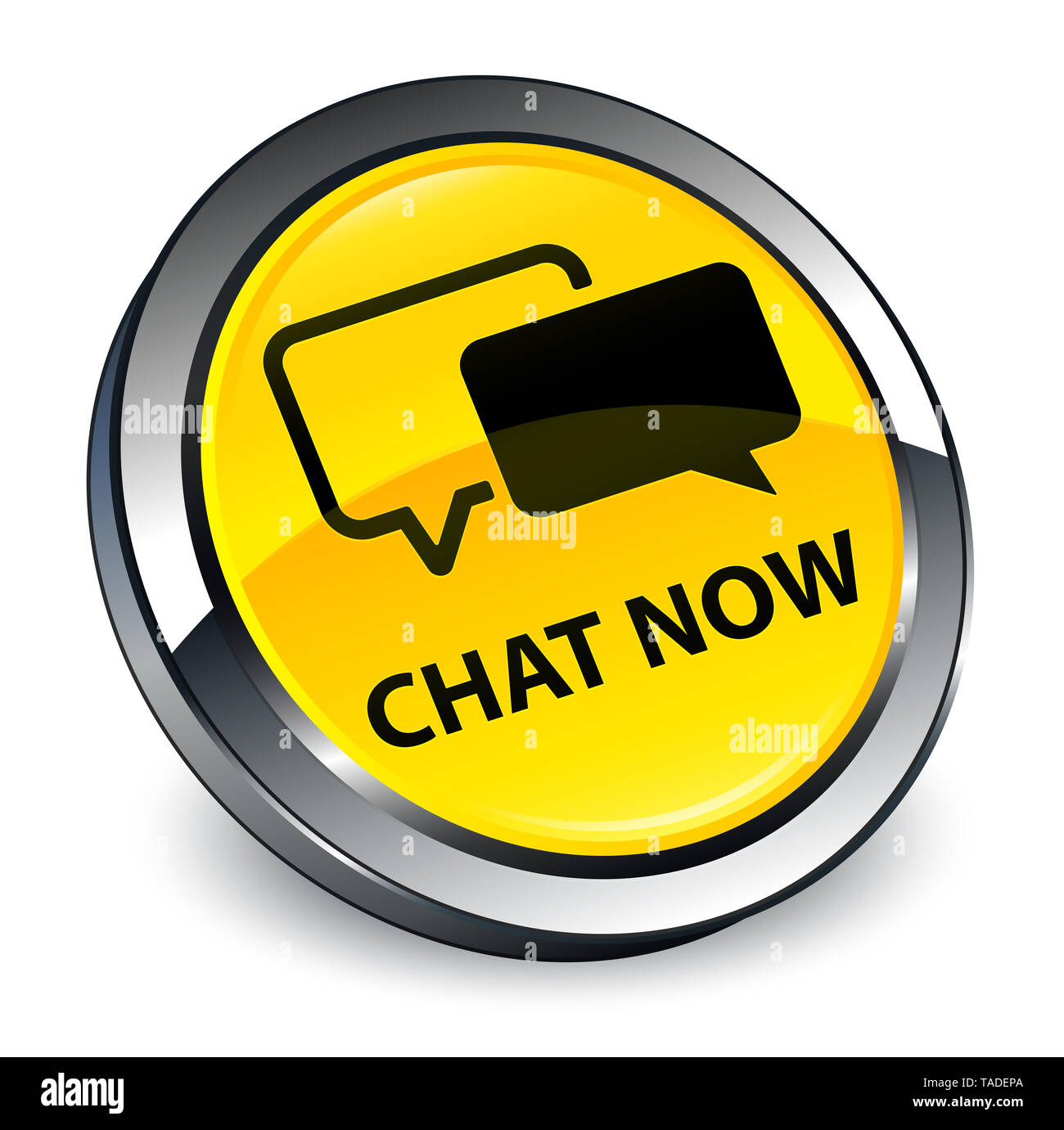Chat now isolated on 3d yellow round button abstract illustration Stock ...
