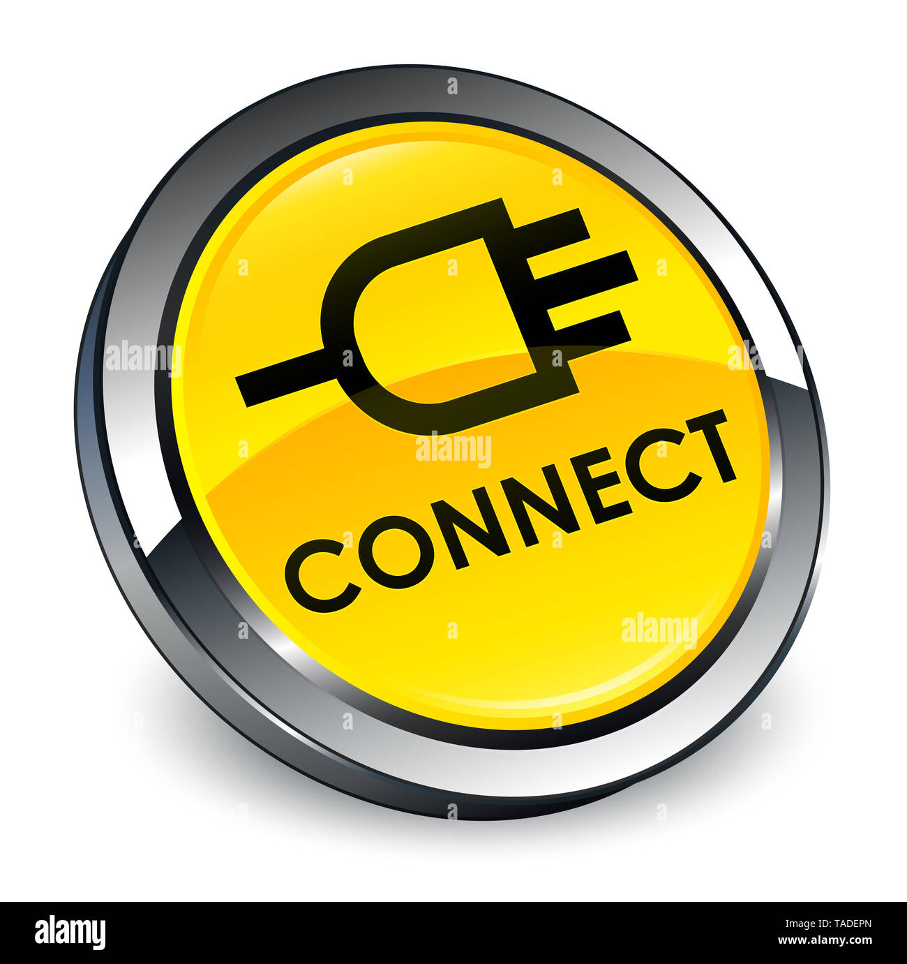 Connect isolated on 3d yellow round button abstract illustration Stock ...