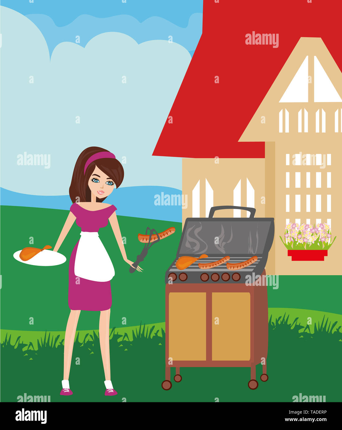 Cartoon woman eating sausage hi-res stock photography and images - Alamy