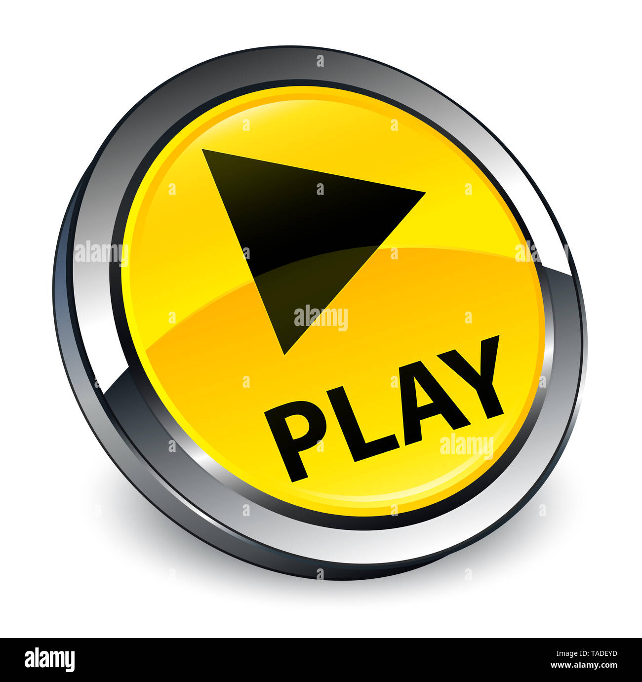 Play isolated on 3d yellow round button abstract illustration Stock ...