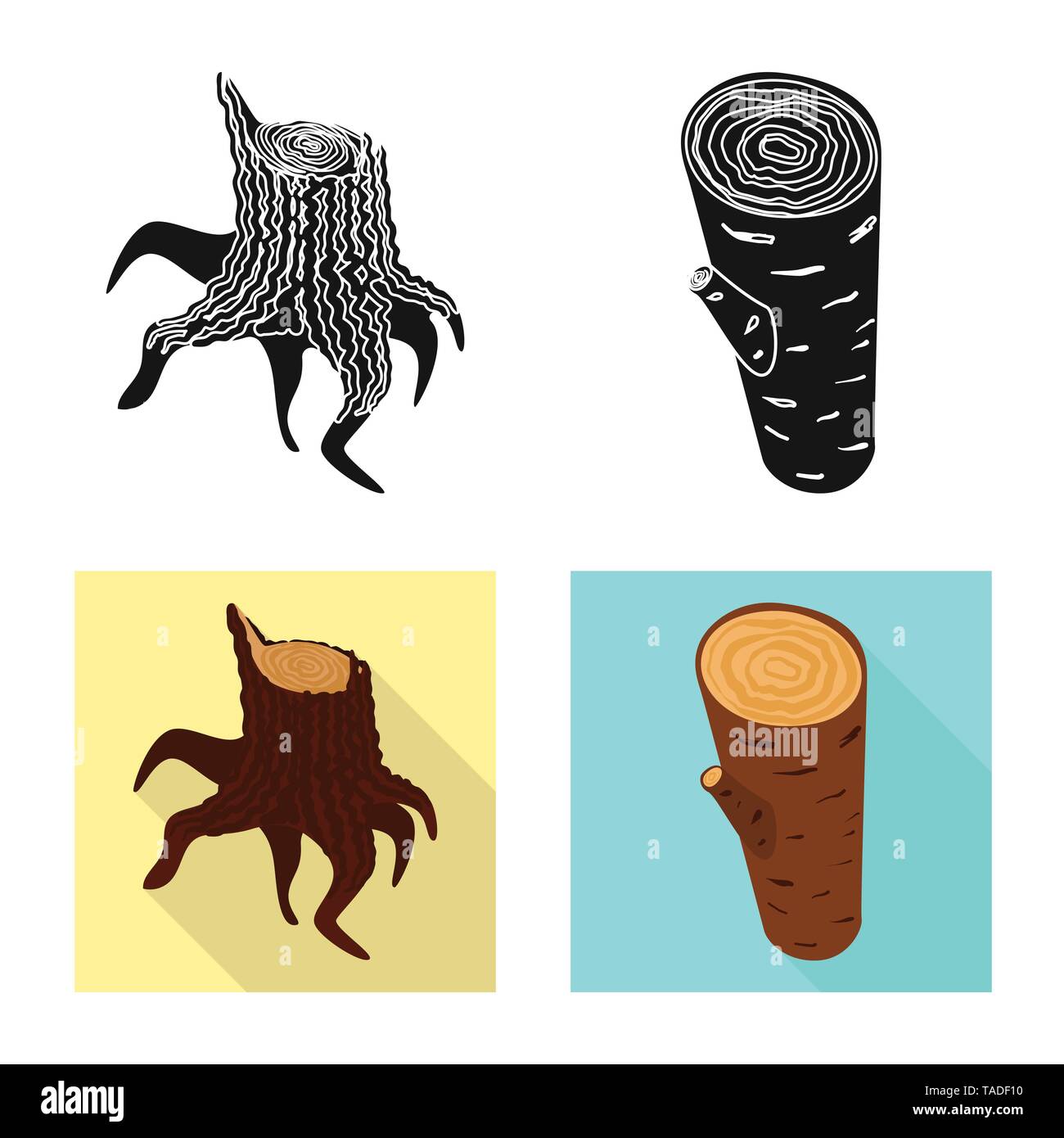 Vector design of tree and raw symbol. Set of tree and construction ...