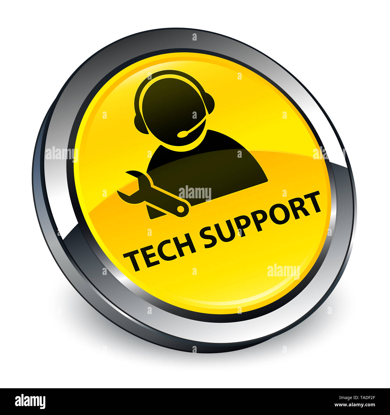 Tech support isolated on 3d yellow round button abstract illustration ...