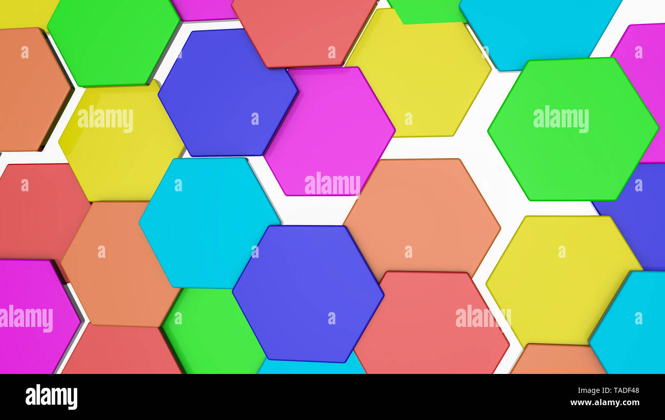 background from multicolored hexagons. Abstract rainbow illustration ...