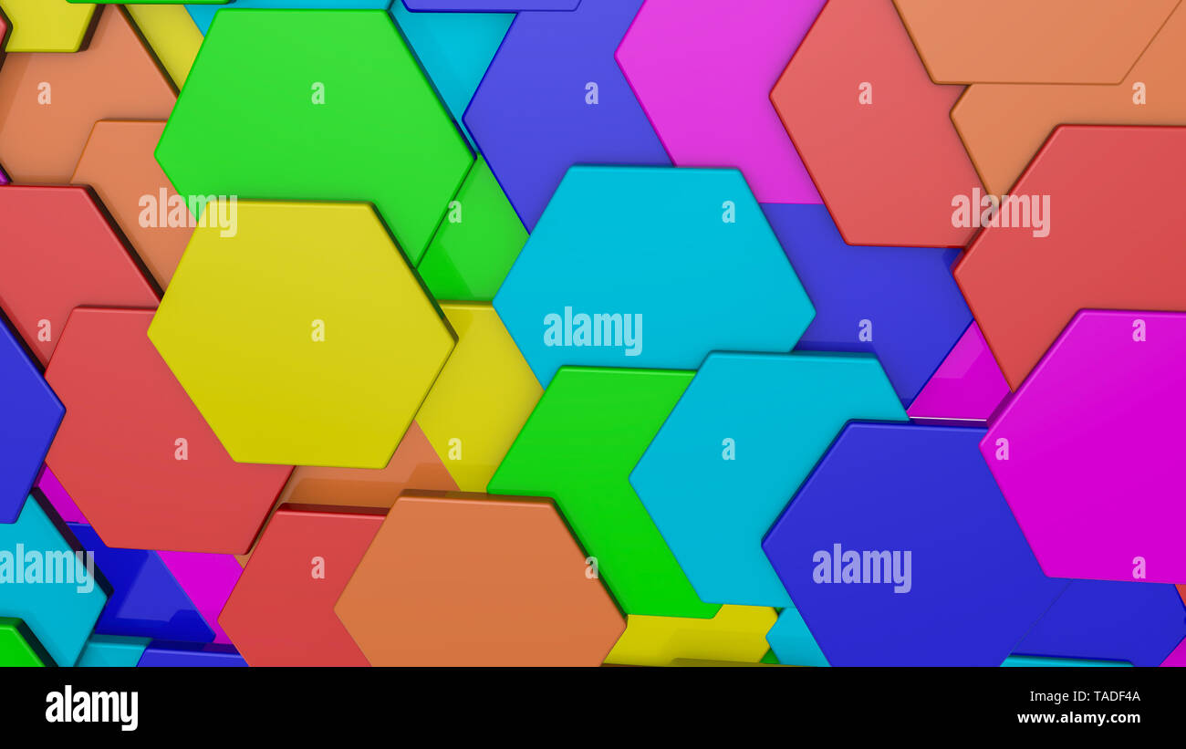 background from multicolored hexagons. Abstract rainbow illustration ...