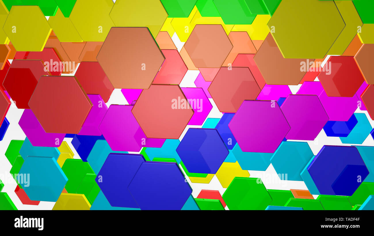 background from multicolored hexagons. Abstract rainbow illustration ...