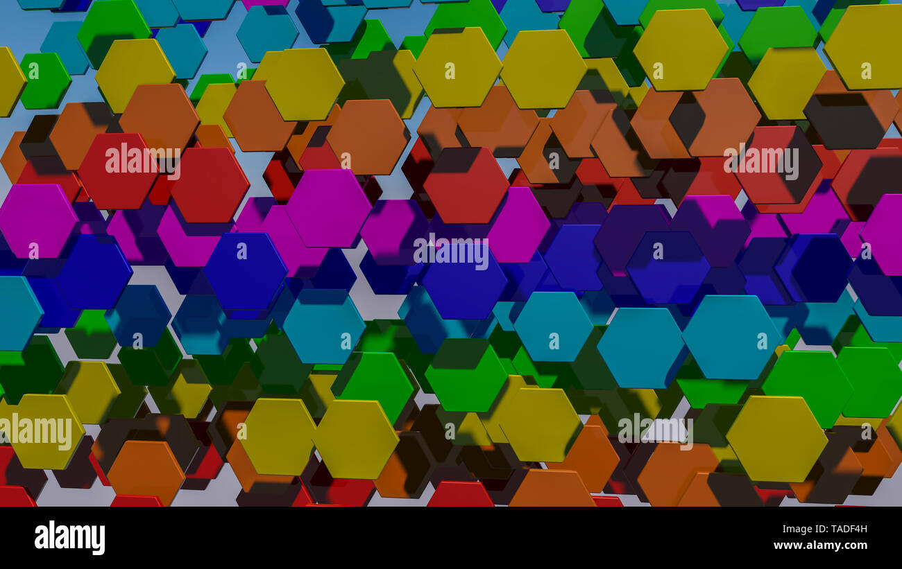 background from multicolored hexagons. Abstract rainbow illustration ...