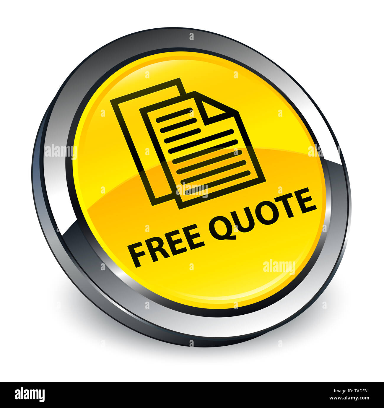 Free quote isolated on 3d yellow round button abstract illustration ...