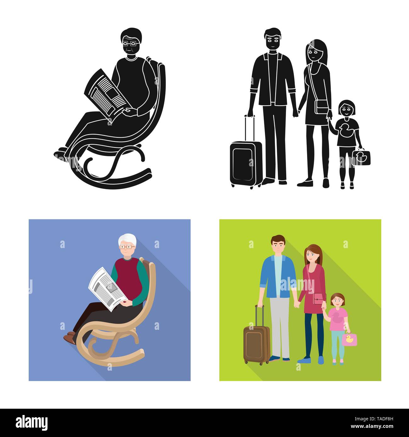 Vector illustration of character and avatar sign. Set of character and ...