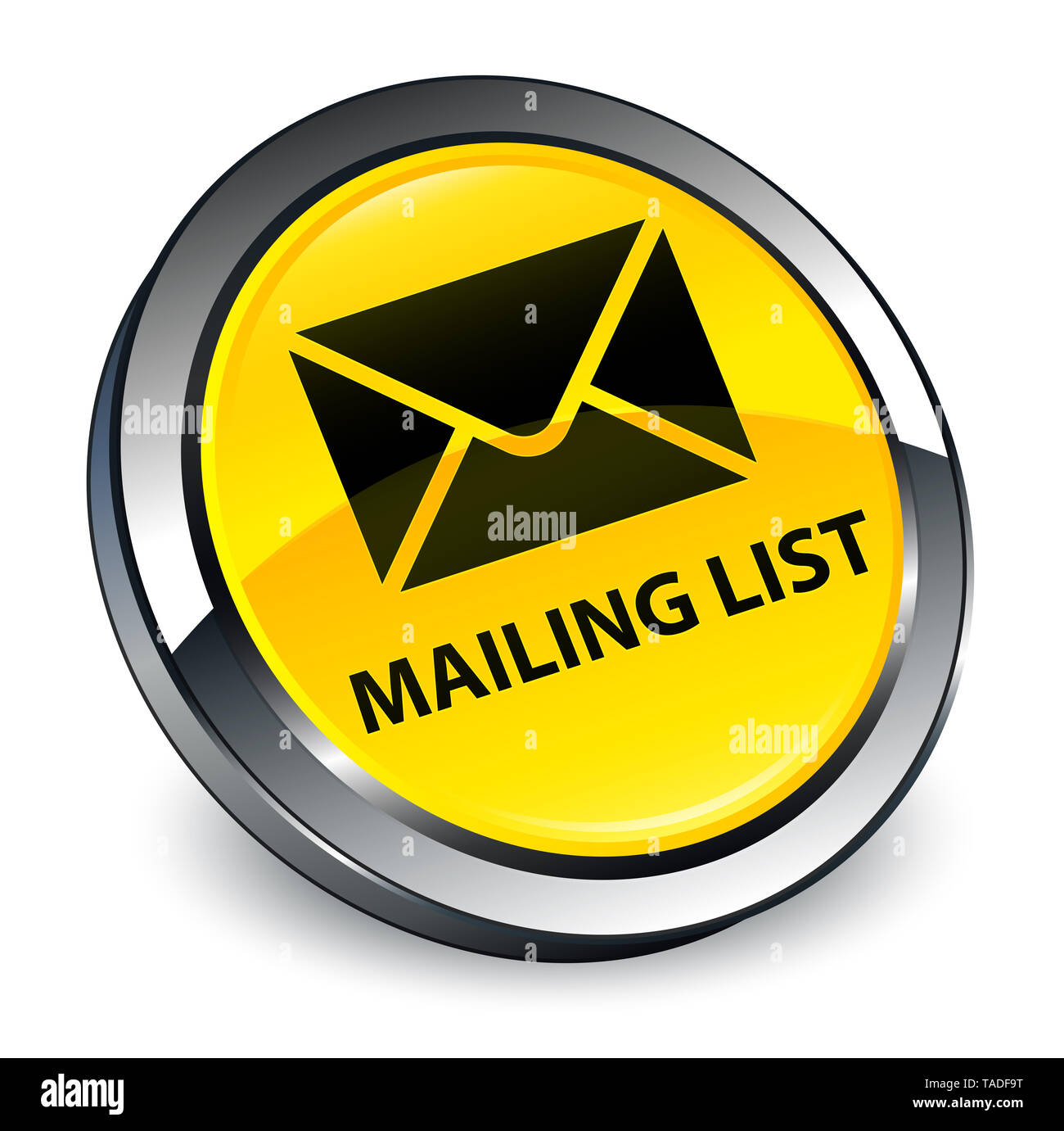 Mailing list isolated on 3d yellow round button abstract illustration ...