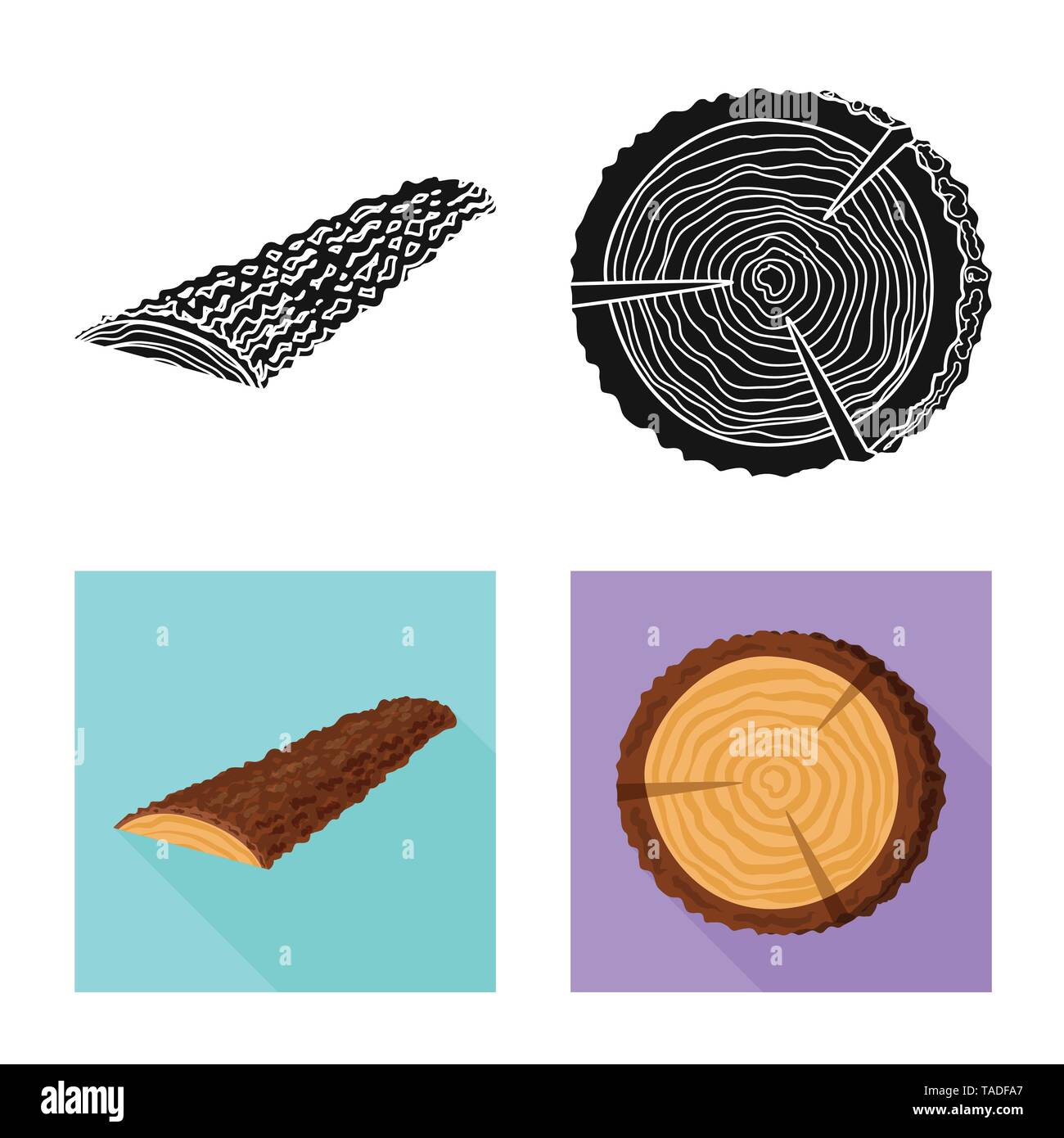 Isolated object of tree and raw symbol. Set of tree and construction ...