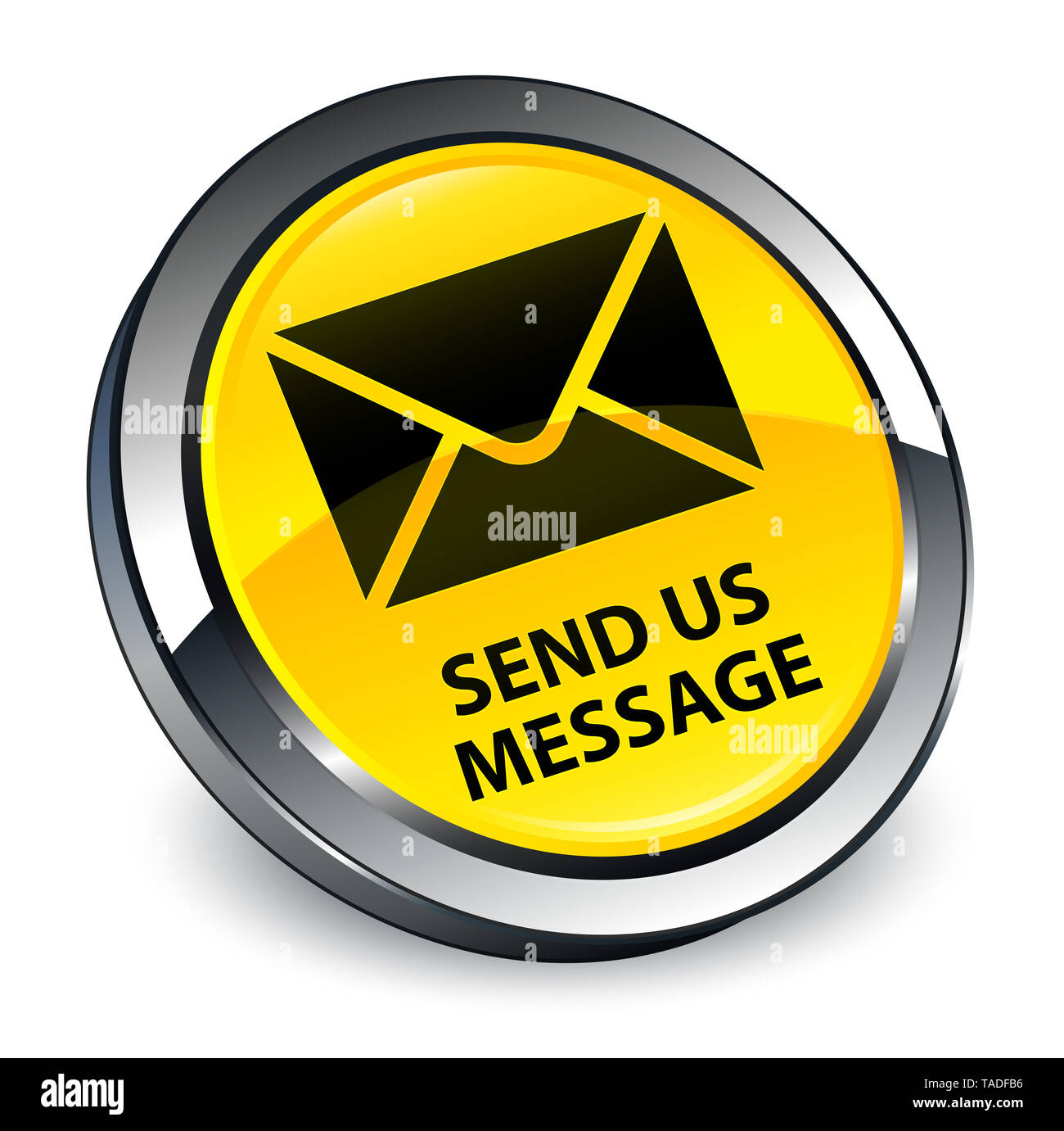 Send us message isolated on 3d yellow round button abstract ...
