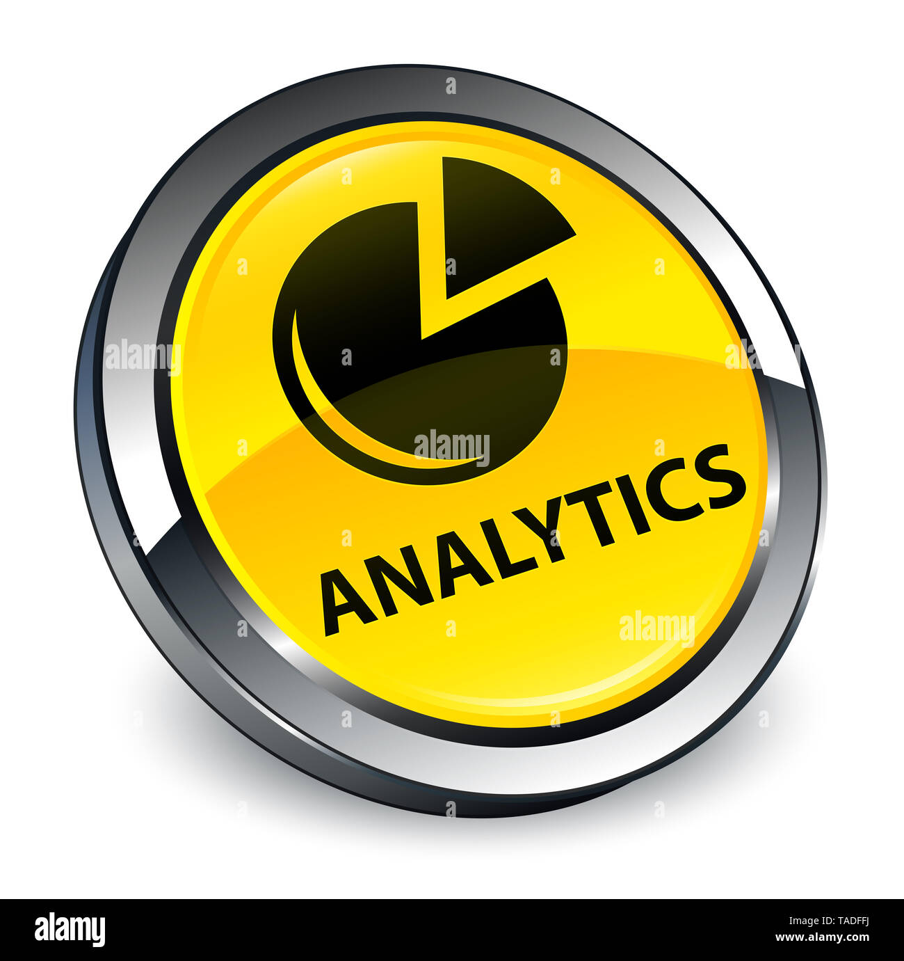 Analytics (graph icon) isolated on 3d yellow round button abstract ...