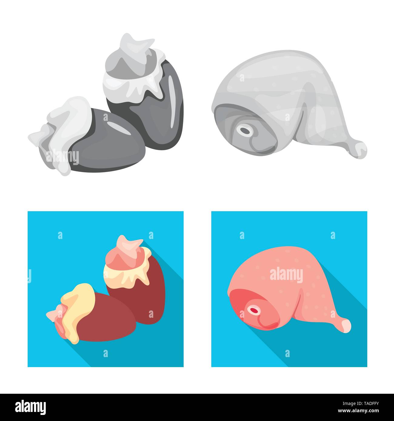 Vector illustration of product and poultry symbol. Set of product and ...