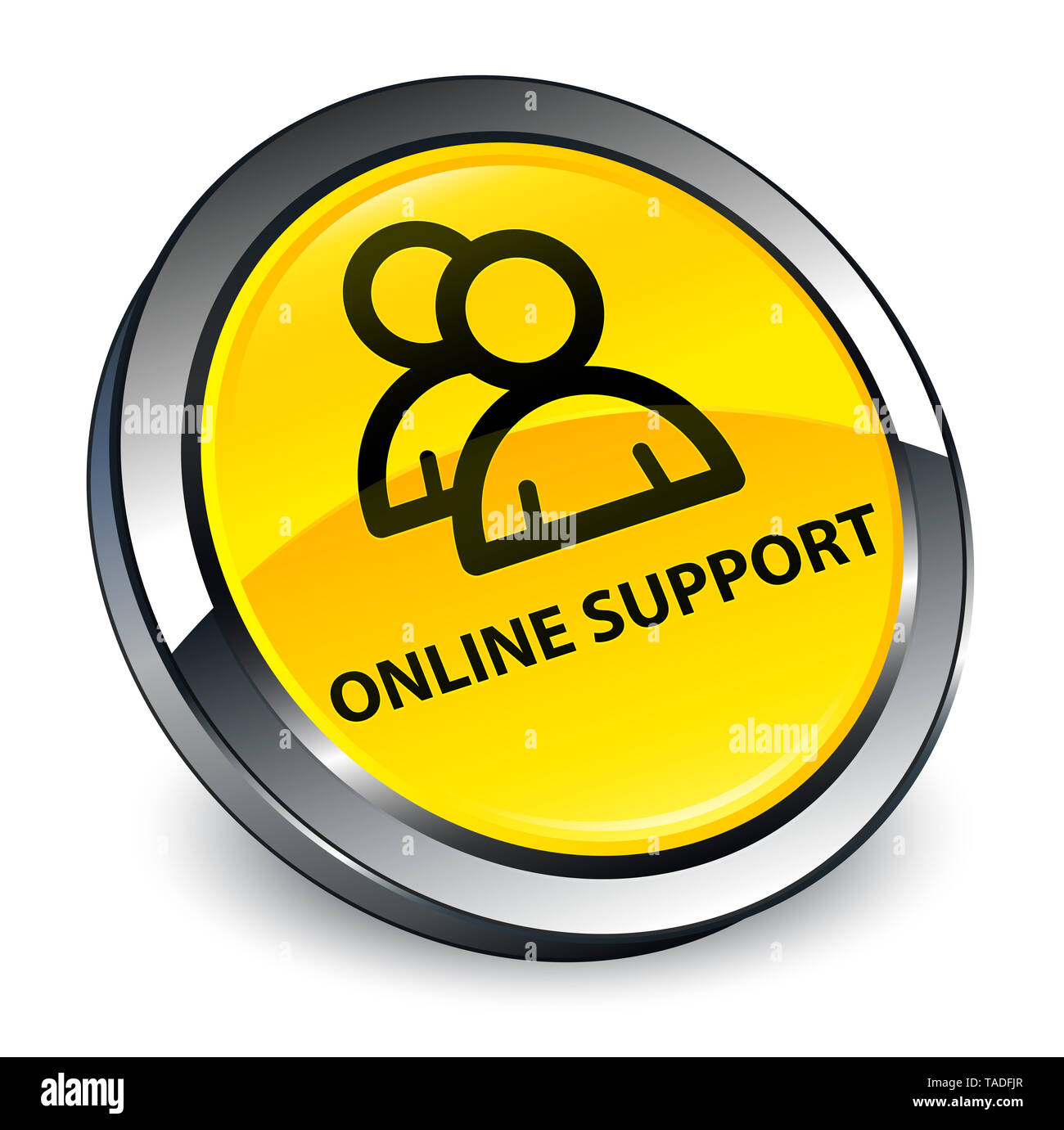 Online support (group icon) isolated on 3d yellow round button abstract ...