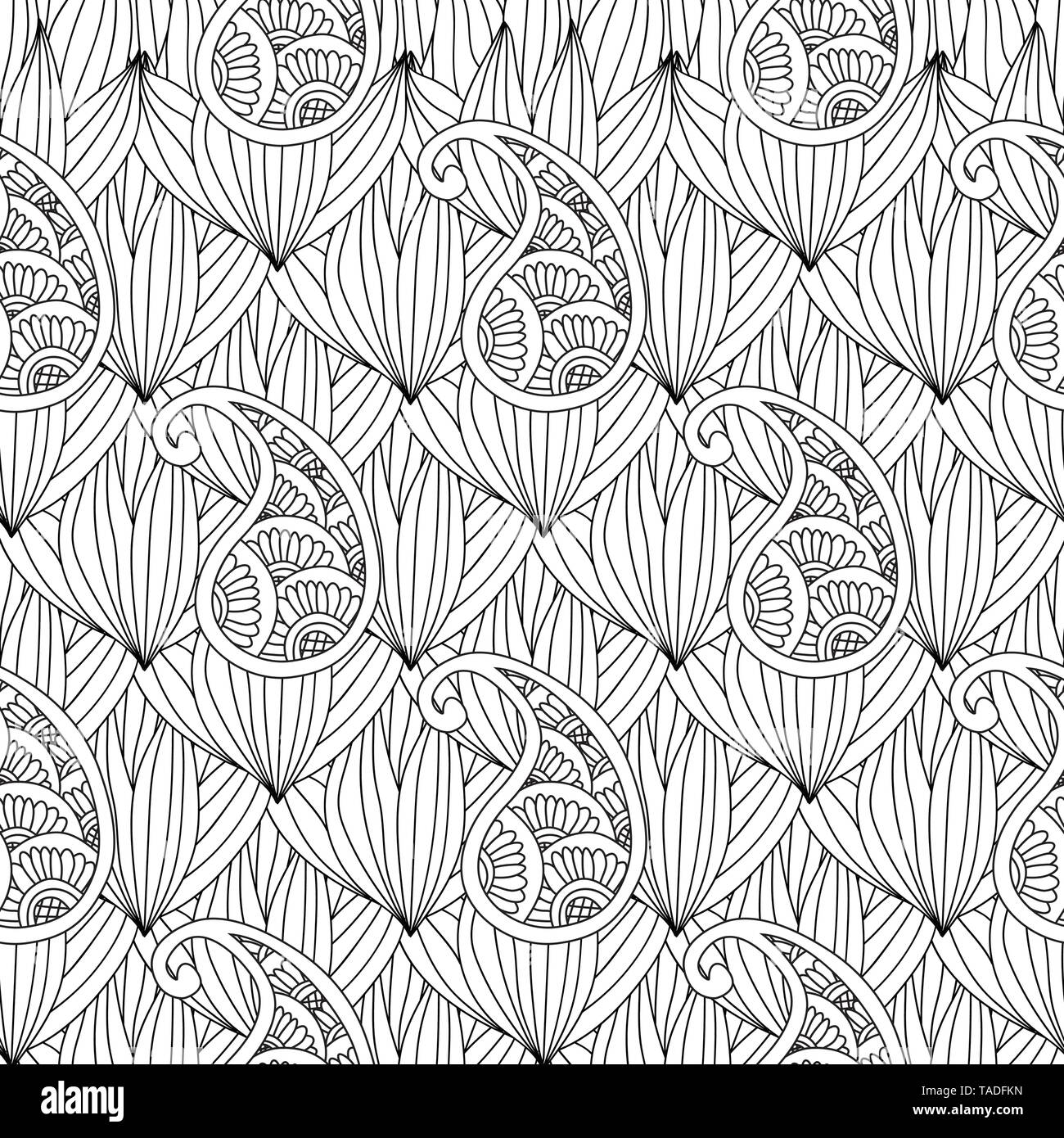Abstract hand drawn outline doodle ornament seamless pattern with ...