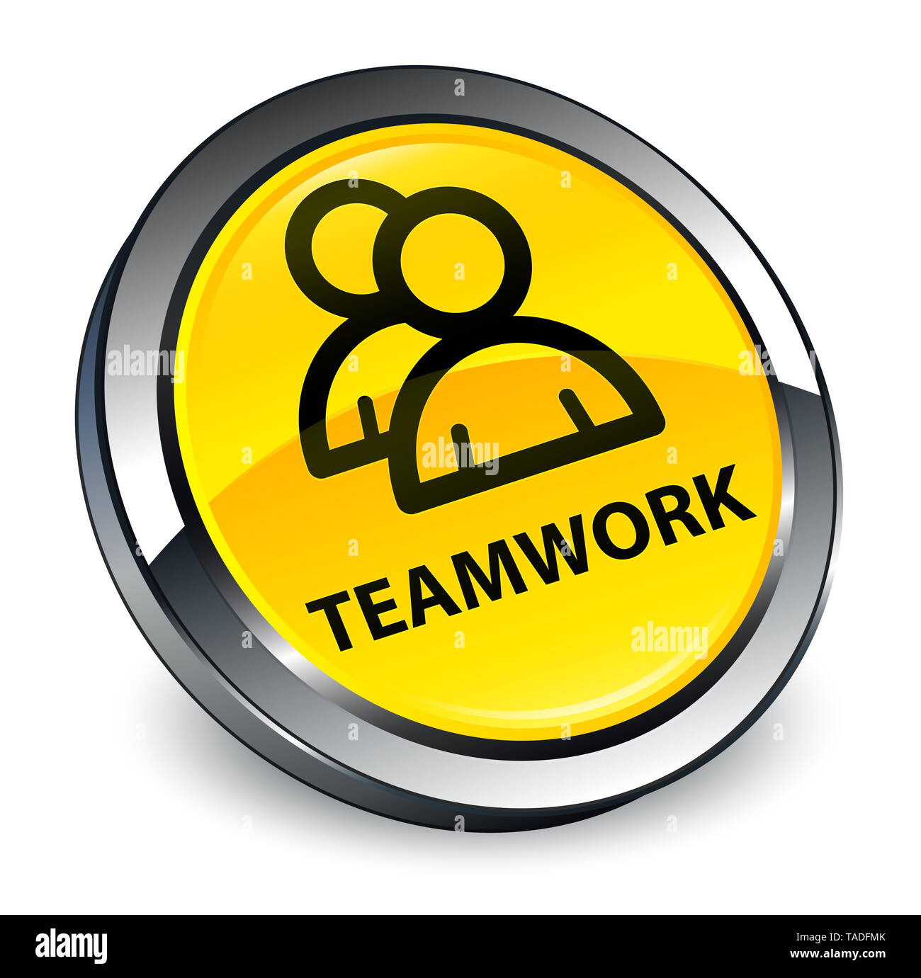 Teamwork (group icon) isolated on 3d yellow round button abstract ...