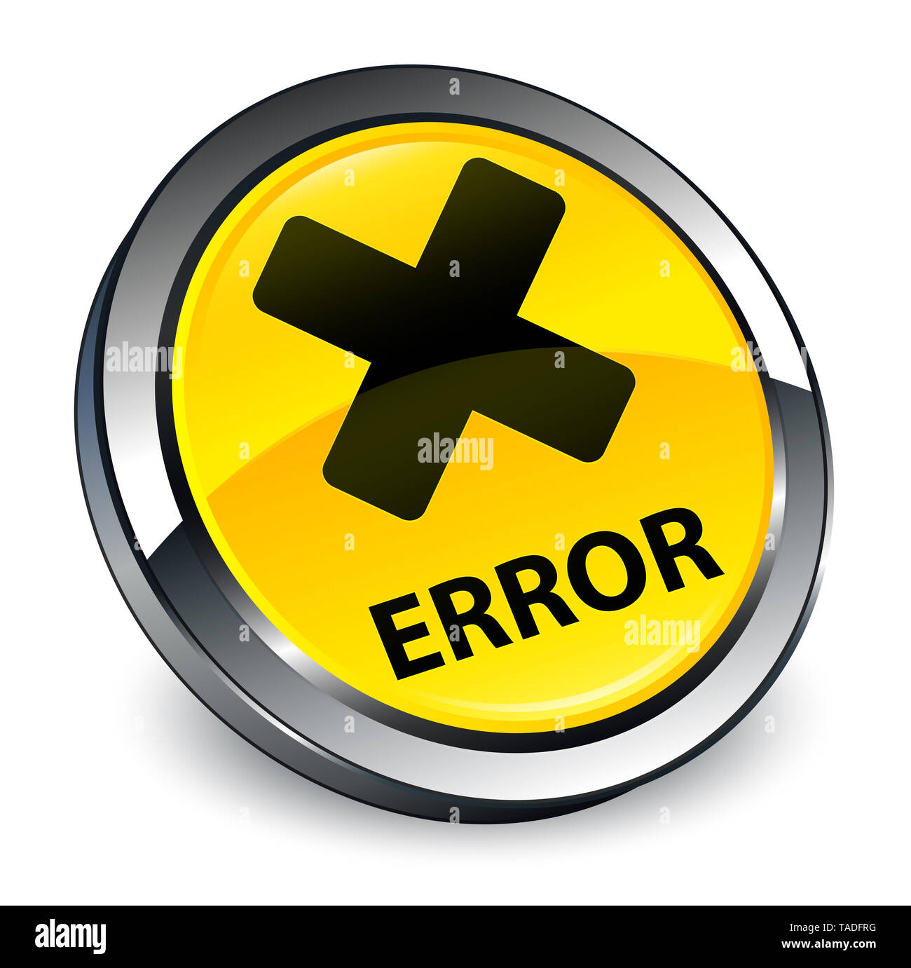 Error (cancel icon) isolated on 3d yellow round button abstract ...