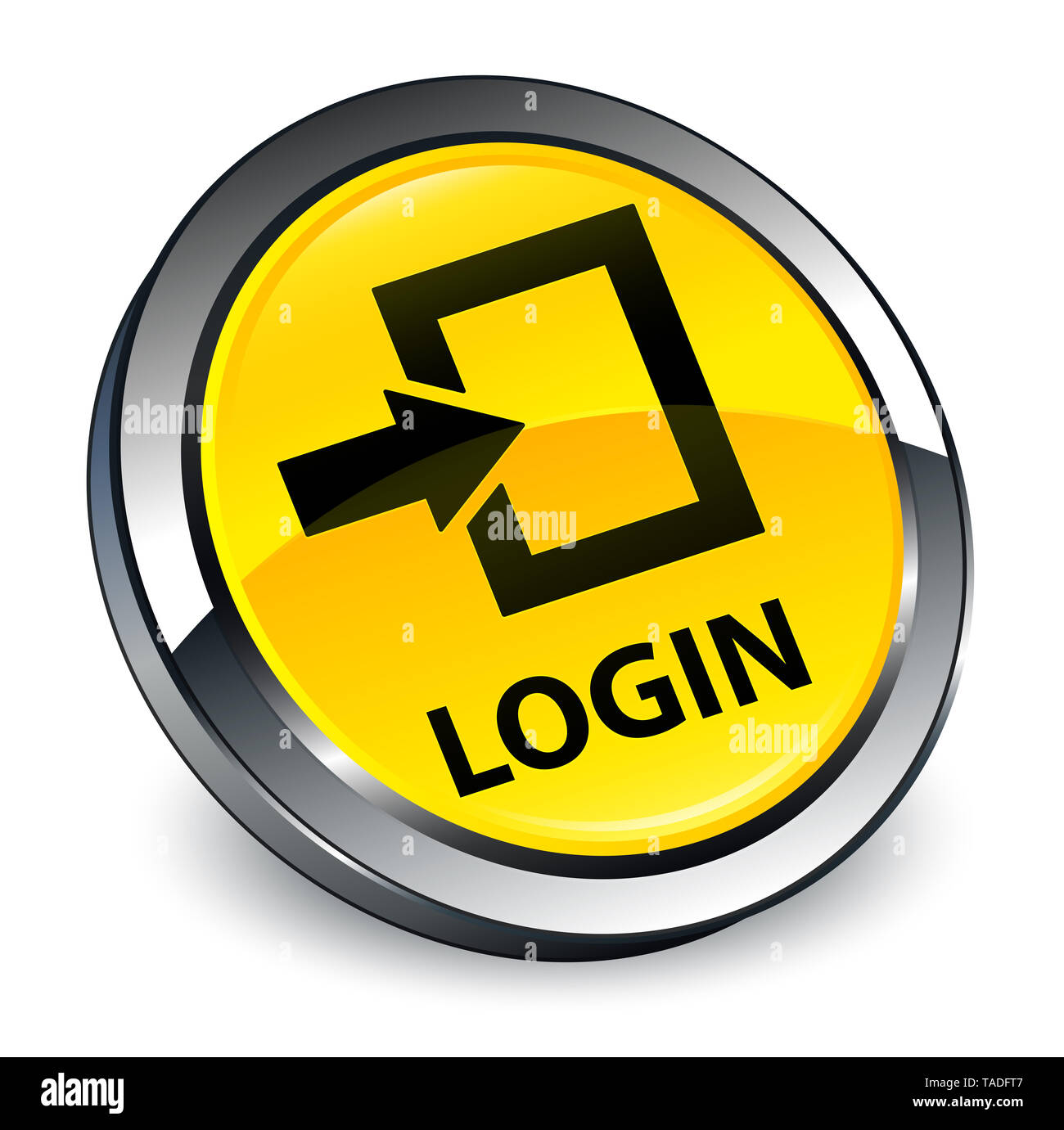 Login isolated on 3d yellow round button abstract illustration Stock ...