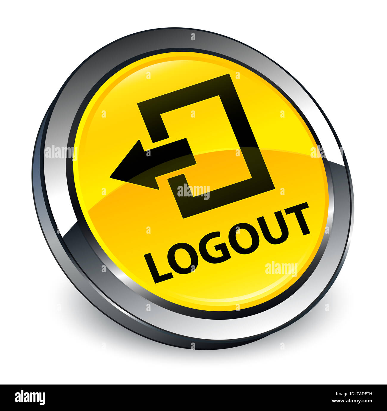 Logout isolated on 3d yellow round button abstract illustration Stock ...