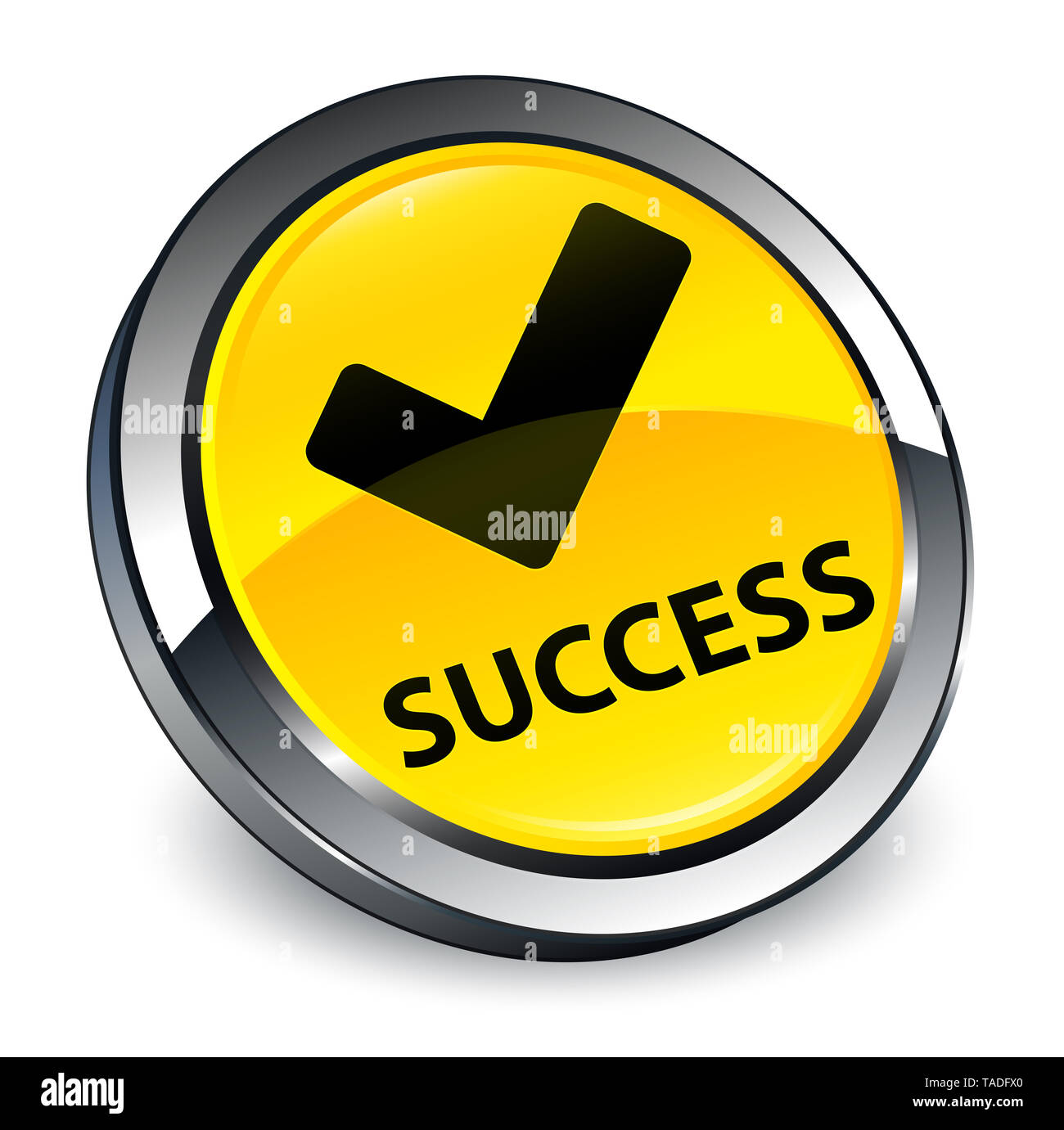 Success (validate icon) isolated on 3d yellow round button abstract ...